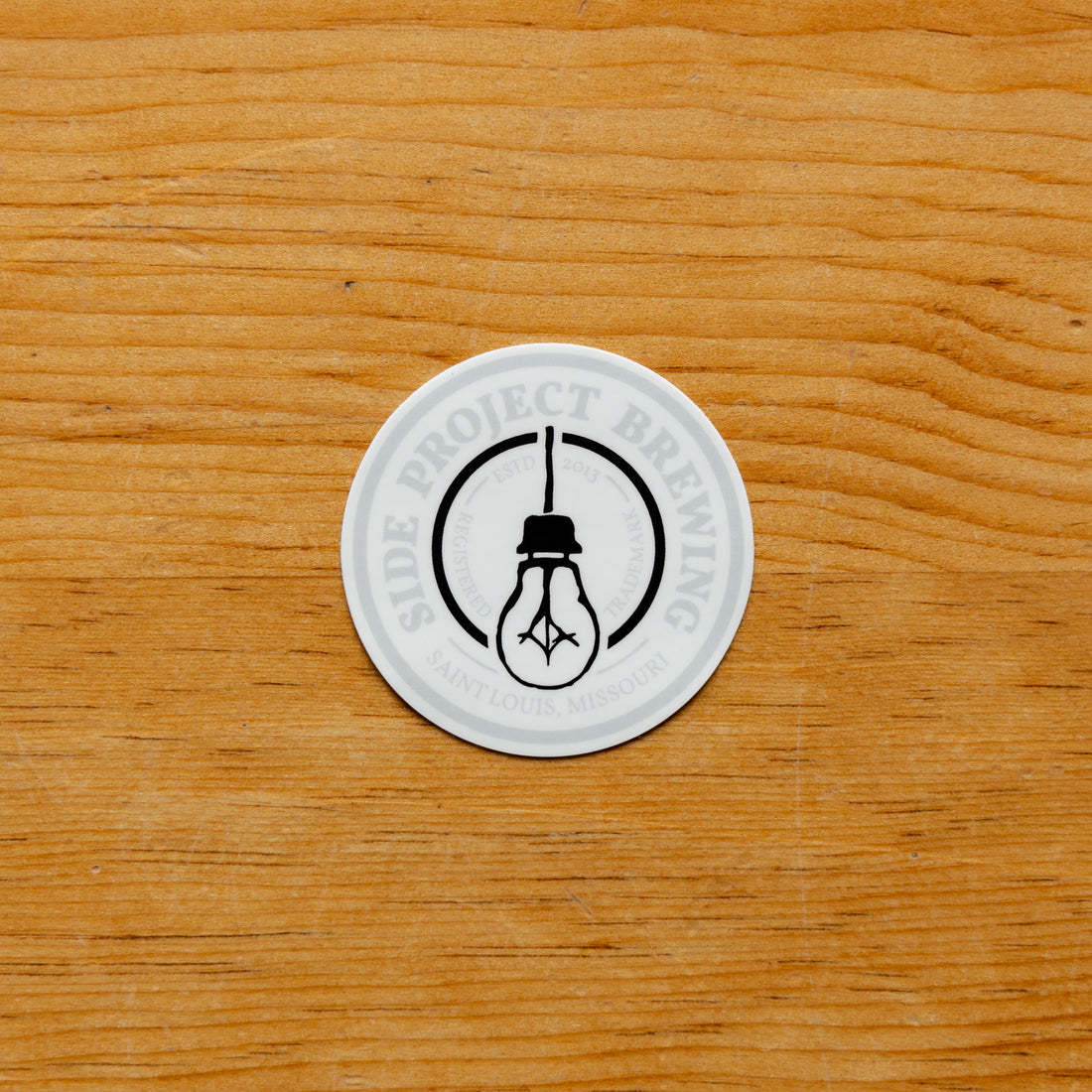 White & Grey Circle Sticker – Side Project Brewing